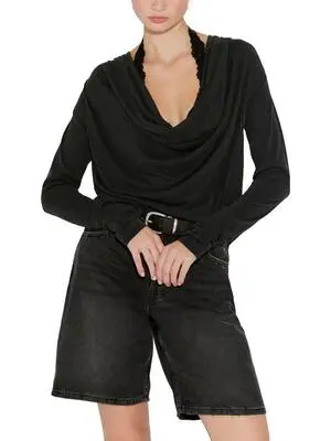 Free People Free People Jane Cowl Neck Long Sleeve Top Black