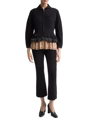 ASHLYN Roya Ruffle Trim Jacket - Black