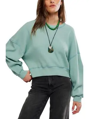 Free People Skyline Waffle Long Sleeve T-shirt - Aqua