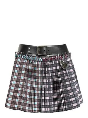 CHOPOVA LOWENA Plugged Carabiner Pleated Miniskirt - Black Multi