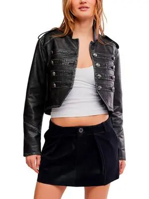 FREE PEOPLE Riverfront Crop Faux Leather Jacket