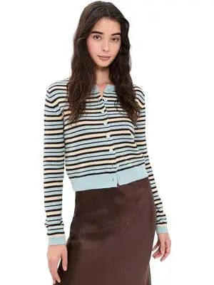 REFORMATION Clara Cashmere Crew Cardigan - Navy