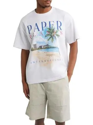 PAPER PLANES Hawaii Beach Graphic T-shirt - White
