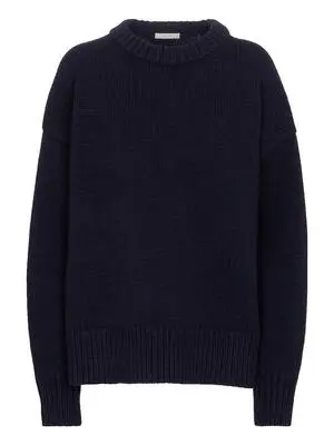 THE ROW The Row Ophelia Navy Wool Cashmere Sweater