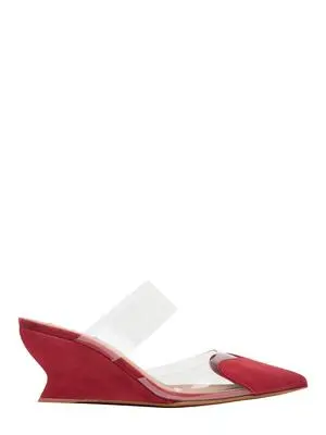 Alaïa Alaïa Coeur Suede Wedge Mules Red