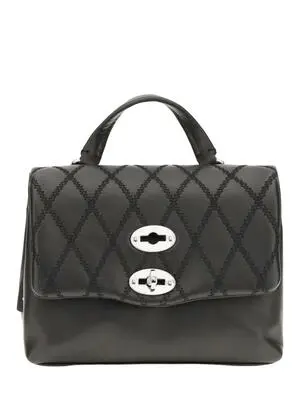 ZANELLATO Mini Postina Tramè Leather Top Handle Bag - Black