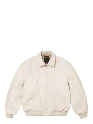 Supreme X Schott Hooded Leather Bomber Jacket - White