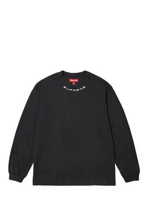 Supreme Collar Logo Long Sleeve Top - Black