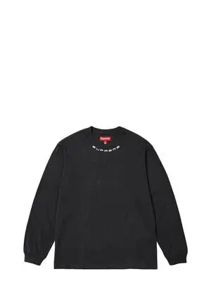 Supreme Collar Logo Long Sleeve Top - Black