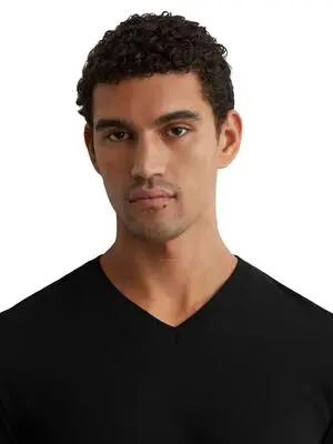 REISS Dayton Cotton V-neck Tailored-fit T-shirt - Black