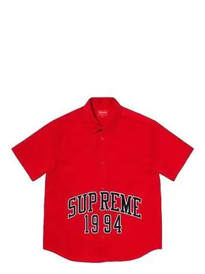 Supreme Arc Logo S/s Work Shirt 'red Black - Red/black