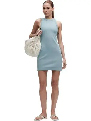 Lululemon Ribbed Heavyweight Cotton-blend Mini Dress Seafoam