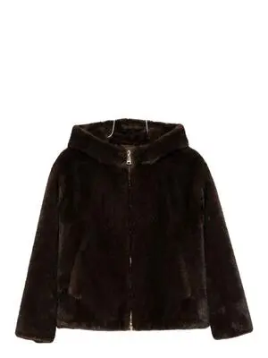 Ermanno Scervino Faux Fur Hooded Zip-up Jacket - Brown