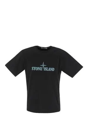 Stone Island Logo-embroidered T-shirt - Black