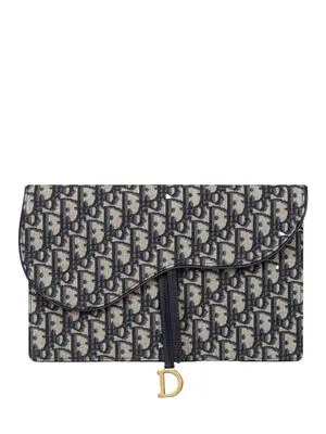 Dior Saddle Pouch In Oblique Jacquard - Black