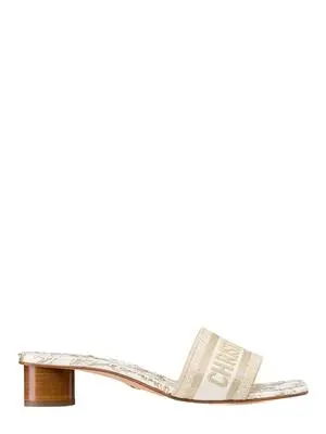Dior Dway Heeled Slide With Embroidered Logo - Nude