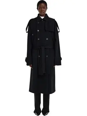 FERRAGAMO Double Breasted Overcoat - Black
