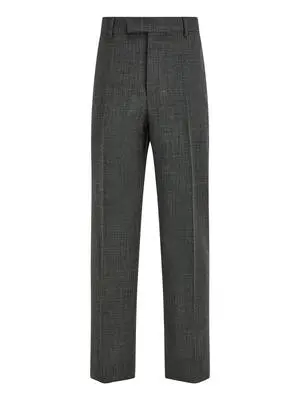 FERRAGAMO Wide Leg Chevron Trousers - Grey