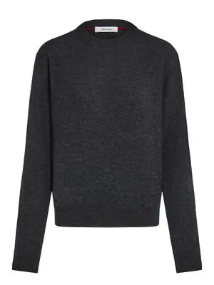 FERRAGAMO Long Sleeve Knitted Top With Ribbon Detail - Grey