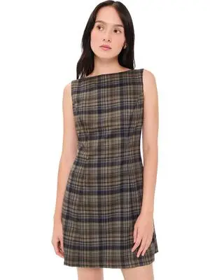 O.P.T Aspen Mini Dress - Olive Plaid