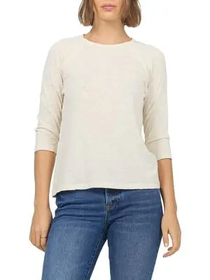 DEAR JOHN Sonoma Crew Neck 3/4 Raglan Sleeve T-shirt - Whitecap Grey