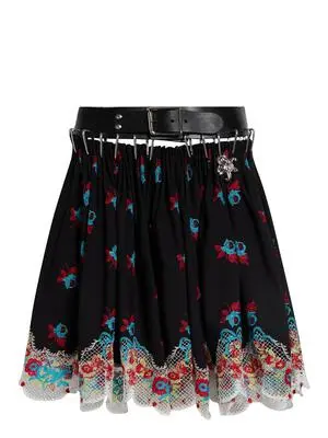 CHOPOVA LOWENA Sasha Carabiner Broderie Skirt - Black