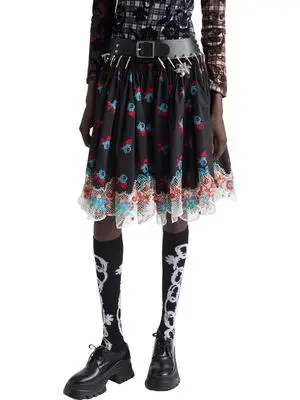 CHOPOVA LOWENA Sasha Carabiner Broderie Skirt - Black