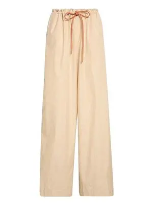 KALLMEYER Wesley Wide Leg Cotton Drawstring Pants - Apricot