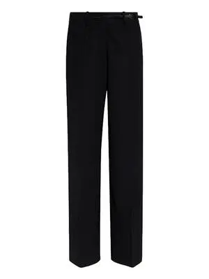 Helmut Lang Belted Wool Gabardine Pants - Black