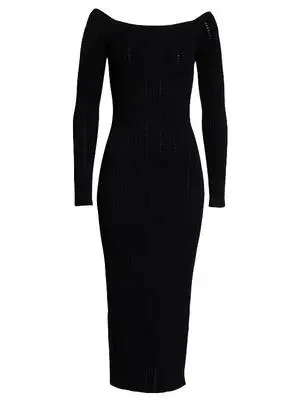 Helmut Lang Open Rib Long Sleeve Midi Dress - Black