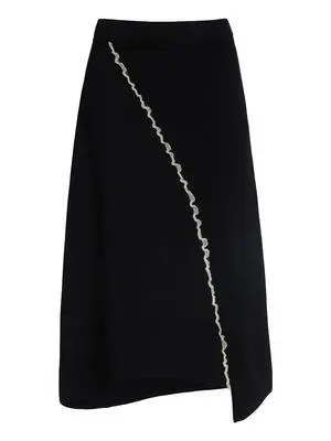 ASHLYN Felix Asymmetric Ruffle Trim Skirt - Black