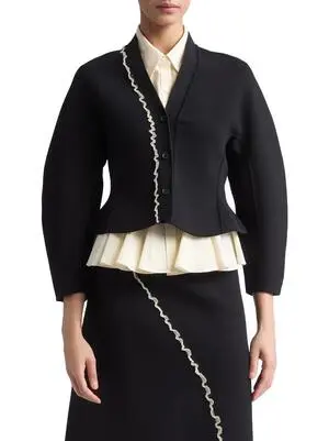 ASHLYN Felix Asymmetric Ruffle Trim Skirt - Black