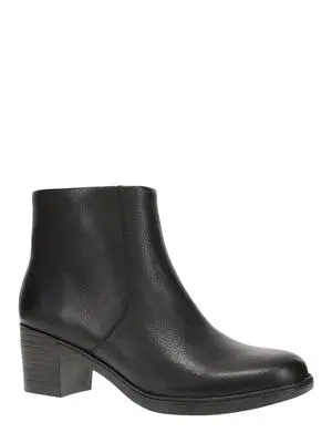 Dansko Meryll Leather Zip-up Block Heel Ankle Boot - Black