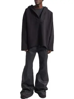 Rick Owens Tower Cotton Jersey Hoodie - Black
