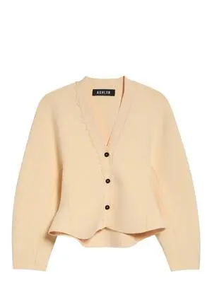 ASHLYN Henry Asymmetrical Ruffle Cardigan - Cream