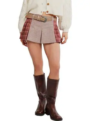 Free People Sherry Pleated Miniskirt - Rose Combo