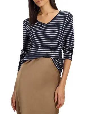 NIC+ZOE Striped V Neck T-shirt - Indigo Multi