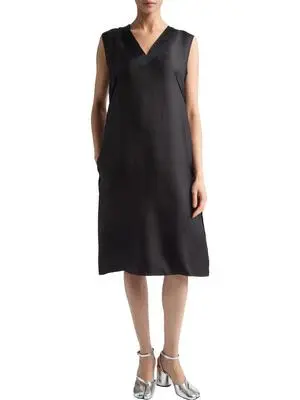 MAISON MARGIELA Silk Satin Midi Dress - Black