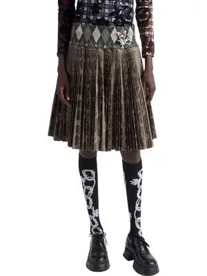 CHOPOVA LOWENA Crescent Pleated Midi Skirt - Brown