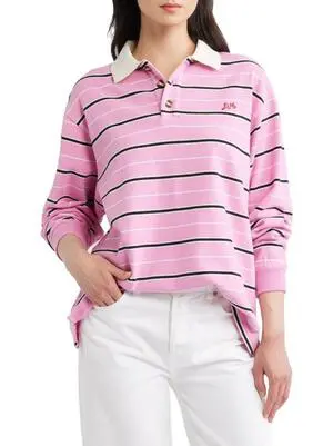 DAMSON MADDER Remie Striped Rugby Shirt - Pink