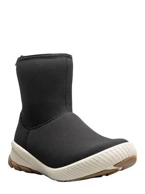 Bogs Mid Calf Bootie With Faux Fur Lining And High-traction Sole - Black