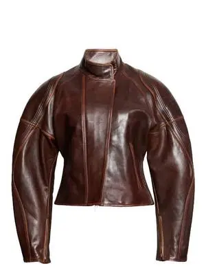 Helmut Lang Glossy Leather Jacket - Saddle