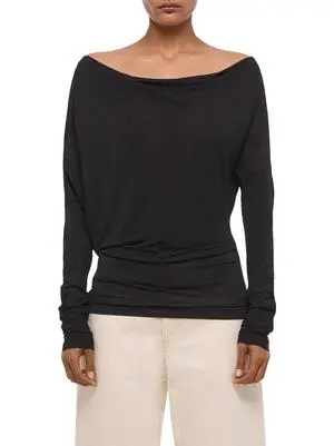 Helmut Lang Long Sleeve Cowl Back Top - Black