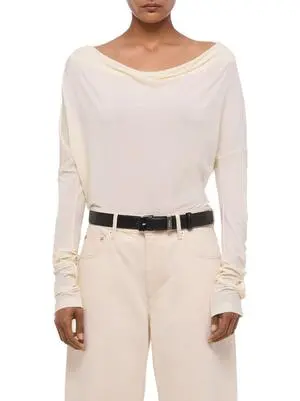 Helmut Lang Long Sleeve Cowl Back Top - Winter White