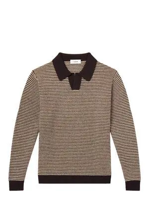 LARDINI Striped Wool And Cashmere Blend Sweater - Brown