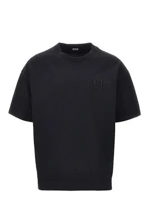 C.P. COMPANY Cotton Jerey T-hirt With Logo Embroidery - Black
