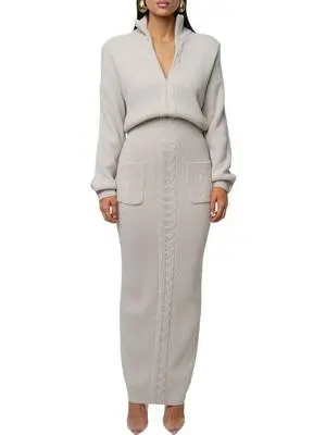 JLUXLABEL Cozy Intentions Ribbed Dress - Stone