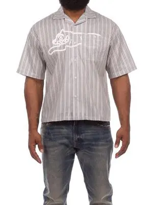 ICECREAM Giant Stripe Cotton Camp Shirt - Microchip