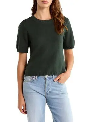 Sanctuary Crewneck Sweater Tee With Short Sleeves - Forest