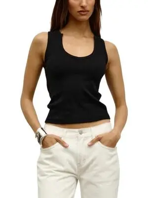 BAYSE Devon Tank Essential Scoop Neck Sleeveless Top - Black